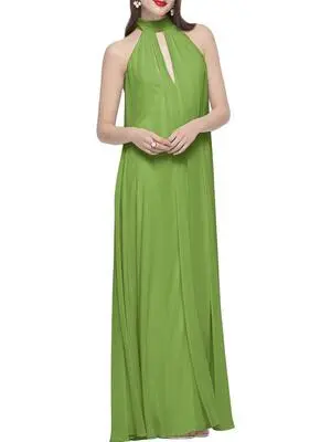 Dessy Collection Lina Halter Neck Maxi Gown - Peridot