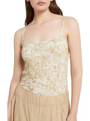 OTTOD'AME Sleeveless Floral Print Jersey Camisole - Mint