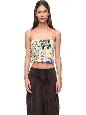 Bimba Y Lola Patchwork Ruched Strappy Top - Patchwork Summer