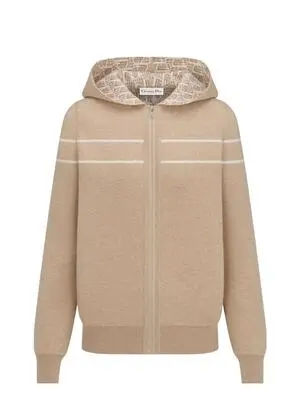 Dior Reversible Zipped Cardigan With Hood - Beige