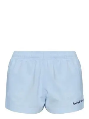SPORTY  RICH Sporty & Rich Elastic Waist Shorts With Logo Detail - Blue