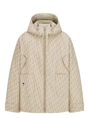 Dior Hooded Jacket With Oblique Motif And Bee Embroidery - Beige