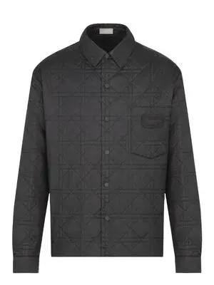 Dior Quilted Long-sleeved Jacket With Logo Patch - Black