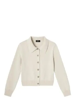 A.p.c. Wool Collared Cardigan - Putty Grey