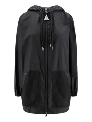 Moncler Zip-up Hooded Jacket With Mesh Paneling - Black