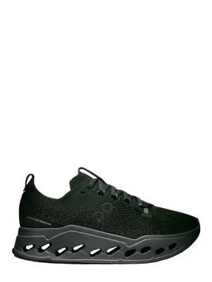 On Lace-up Sneakers With Perforated Details - Black