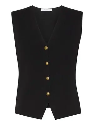 Max Mara Viscose Crepe Yarn Gilet - Black