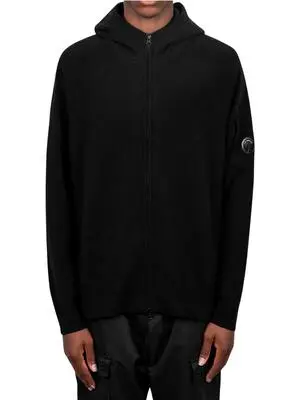 C.P. COMPANY Long-sleeved Hooded Sweatshirt - Black