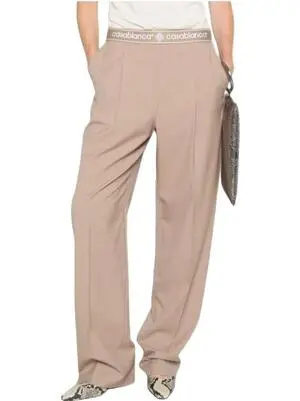 Casablanca Elastic Waist Trousers With Letter Detailing - Libro