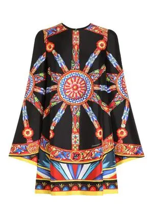 Dolce & Gabbana Carretto Print Long Sleeve Dress - Black