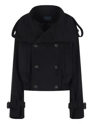 Yohji Yamamoto Short Double-breasted Coat - Black