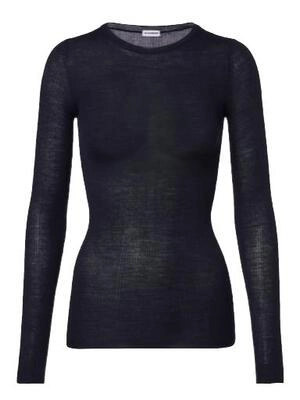 JIL SANDER Ribbed-knit Wool Crewneck Sweater - Blue