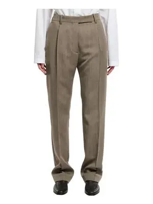 Studio Nicholson Straight Leg Pin Tuck Tailored Trousers - Gray