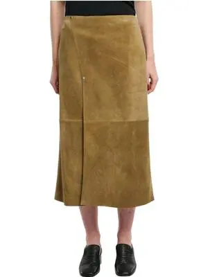Studio Nicholson Suede Asymmetrical Midi Skirt - No