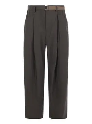 Sacai Pleated Belted Trousers - Black