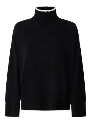 Pinko Contrast-trim Roll-neck Sweater - Black