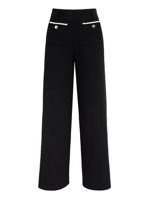 Maje Tweed Wide-leg Trousers - Black