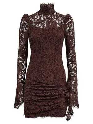 DE LA VALI Lace Bodita Mini Dress - Brown