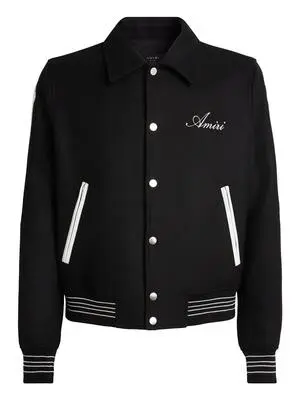 Amiri Wool Bones Varsity Jacket - Black