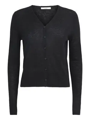 Vince Cashmere-silk Cardigan With V-neck And Button Detail - Black