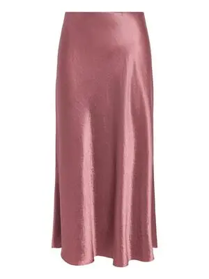 Vince Crinkle Satin Midi Skirt - Red