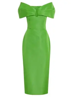 Carolina Herrera Silk Faile Off-the-shoulder Maxi Dress - Green