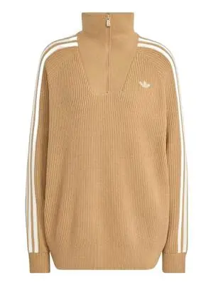 ADIDAS ORIGINALS Funnel Neck Quarter Zip Sweatshirt - Nude