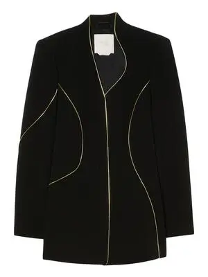 Marina Rinaldi Asymmetrical Blazer With Gold Piping - Black