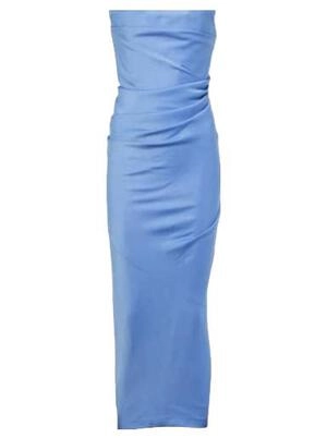 Alex Perry Draped Strapless Midi Dress - Blue