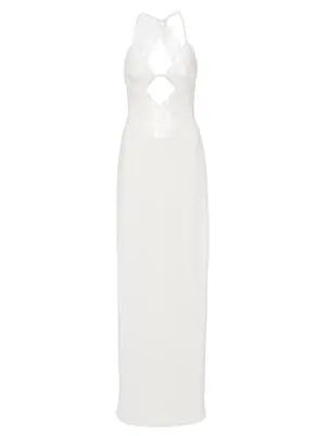 Galvan Sequined Halterneck Gown - White