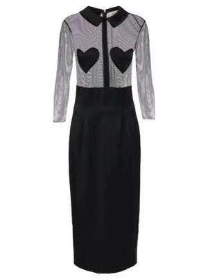 Blumarine Mesh And Satin Midi Dress - Black