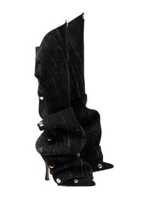 Y/project Snap Knee-high Denim Boots - Black