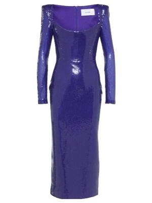 Alex Perry Sequined Long Sleeve Midi Dress - Blue