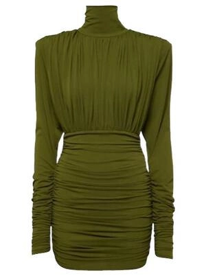 Alex Perry Ruched Crepe Jersey Minidress - Green