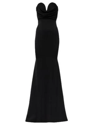 Alex Perry Gathered Strapless Satin Gown - Black