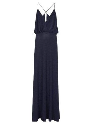 Monique Lhuillier Plunge Neck Maxi Gown - Black