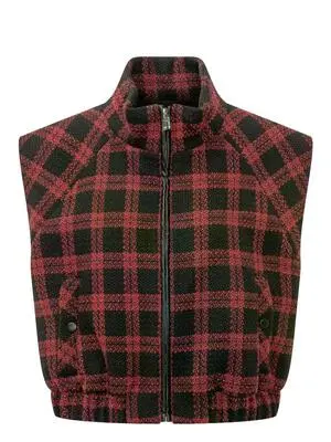 Pinko Check-pattern Zip-up Gilet - Black