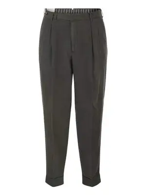 PT TORINO Double-pleat Turned-up Trousers - Grey