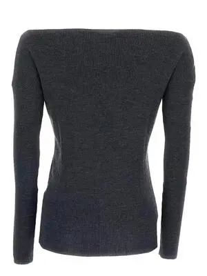 P.a.r.o.s.h Off-shoulder Ribbed-knit Sweater - Grey