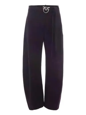 Pinko Dark Burgundy Trousers With Love Birds Buckle Belt - Purple