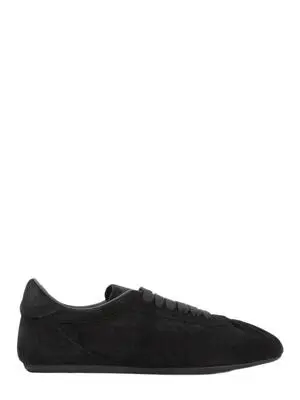 DOLCE & GABBANA Dolce & Gabbana Logo Plaque Ruched Suede Sneakers