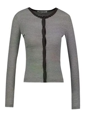 SAMSOE SAMSOE Striped Cotton Cardigan - Brown