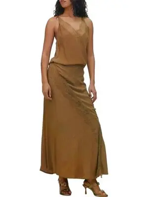 RABENS SALONER Lace-trim Maxi Skirt - Neutrals