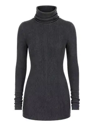 Rick Owens Ls Tube Ribbed-knit Turtleneck Sweater - Grey
