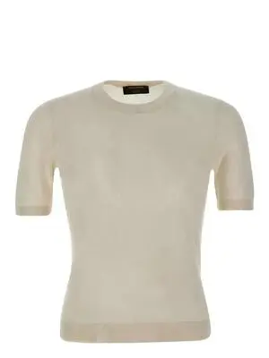 GRAN SASSO Short-sleeve Silk T-shirt - Neutrals