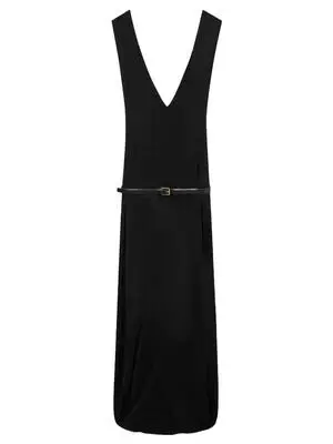Loewe V-neck Midi Dress With Belt - Black