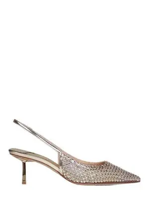 LE SILLA Gilda Crystal-embellished Mesh Slingback Pumps - Gold