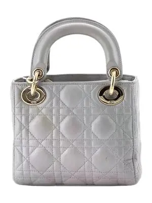 Dior Lady Chain Bag Cannage Quilt Lambskin Mini Satchel - Grey