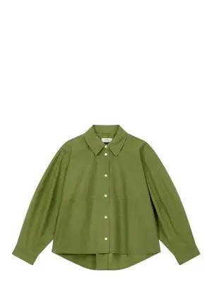 STUDIO TOMBOY Raglan Sleeve Cotton Button-down Shirt - Green
