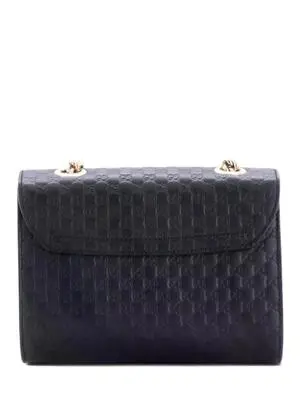 Gucci Emily Chain Flap Bag Microssima Leather Mini Shoulder Bag - Black